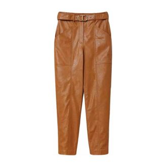 Twinset Braune Lederhose mit hoher Taille - - Trousers - Damen - Braun - L