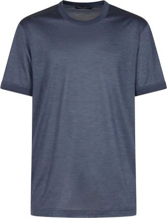 Dolce & Gabbana Homme, Tops, Bleu, Taille: 2XL Silk T-Shirt