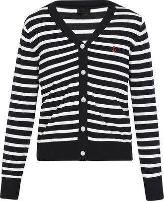 Dreimaster Dreimaster Strickjacke Frauen Marineblau, cremewei&szlig;, gestreift