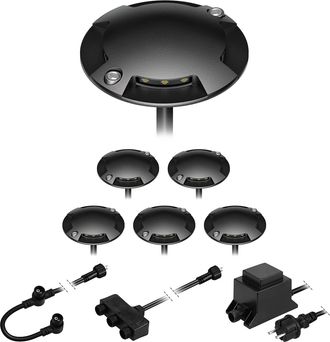 LEDs Com LED Boden-Aufbau-Leuchte Bunda, 4-flammig, für außen, schwarz, befahrbar, kalt-weiß, 6er Set