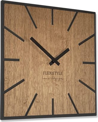 FlexiStyle Moderne quadratisch gro&szlig;e WanduhrHolz ECO 40cm, Stille, Holzoptik, Eiche, Wohnzimmer, Schlafzimmer, Made in EU (Exact 40cm)