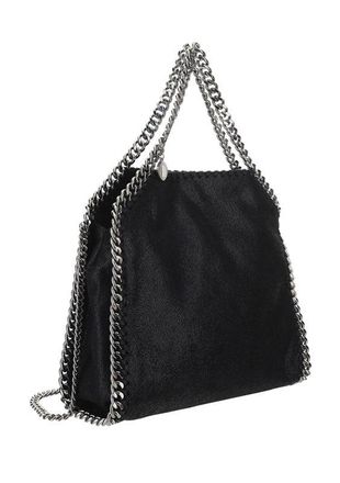 Stella McCartney Womens Falabella Mini Handbag Black Polyester Handbags Hand Bags