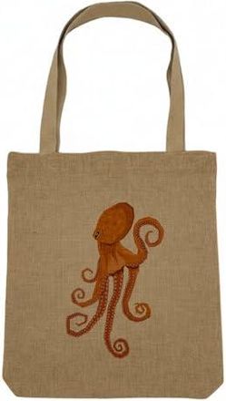 Fabulous Sac Shopping Tote Bag Aspect Lin - Pieuvre Orange Illustration Dessin Mer Ocean - Sac de Courses Toile Epaisse 360g Beige Naturel Cabas Port&eacute; Epaule S