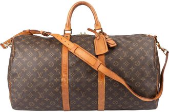 Louis Vuitton Crossbody Bags - Louis Vuitton Canvas Monogram Keepall 55 Bandoulie - Gr. unisize - in Braun - f&uuml;r Damen
