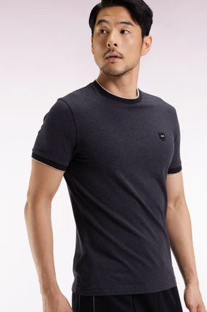 Eden Park T-shirt &Agrave; Manches Courtes En Coton Stretch Gris Anthracite Coupe Ajust&eacute;e
