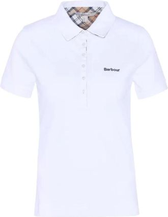 Barbour Femme, Tops, Blanc, Taille: 42 FR Polo &agrave; manches courtes avec empi&egrave;cements tartan