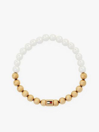 Tommy Hilfiger Bracelet à perles bicolores plaqué or
