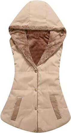 TOMWELL Manteau sans Manche Femme Hiver Mode Manche Longue Peluche Veste Courte Cardigan Chaud Zippée Jacket Coat Couleur Unie Outwear Streetwear Parka Blouso