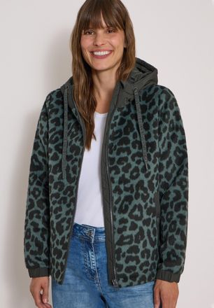 Cecil Fellimitatjacke CECIL, Damen, Gr. XXL (46), olive night, Pl&uuml;sch, Oberstoff: 80% Polyester, 20% Wolle. Futter: 100% Polyester. Kapuze: 100% Polyester, 