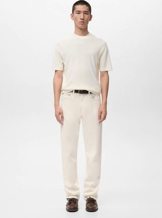 Mango T-shirt maille coton blanc cass&eacute; - Homme - XL - MANGO MAN