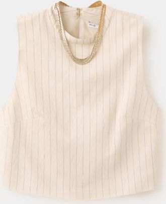 Mango Top d&eacute;tail cha&icirc;ne blanc cass&eacute; - Femme - S - MANGO