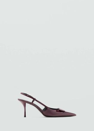 Mango Chaussures &agrave; talon en cuir vernis bordeaux - Femme - 42 - MANGO