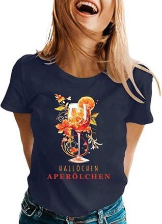 Generic Costume Aperol pour femme - T-shirt en coton Aperol Spritz - T-shirt &agrave; manches courtes - Col rond - T-shirt d&eacute;t&eacute; amusant - Pour cocktail, f&ecirc;te, &eacute;v&eacute;nem