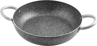 hOme Home Family Stone Antihaftbratpfanne mit 2 Griffen, Stein, Schwarz/Grau, 38 cm
