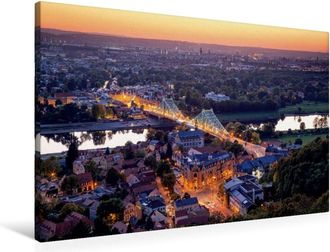 Calvendo Premium Textil-Leinwand 90 x 60 cm Quer-Format Blaues Wunder, Dresden | Wandbild, HD-Bild auf Keilrahmen, Fertigbild auf hochwertigem Vlies, Leinwandd