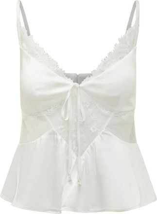 Self Portrait Femme, Tops, Blanc, Taille: 34 FR Satin Lace Top