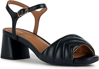 Geox Femme D Genziana Mid Sandales, Noir, 38 EU