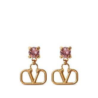Valentino Garavani Vlogo Signature Earrings In Metal And Swarovski Crystals