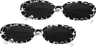 BESTONZON Lot de 2 Lunettes de Soleil Rétro Ovales Effet Vache en Plastique Résistant Lunettes de Soleil Créatives et Amusantes pour Fêtes Cosplay et Photos en 
