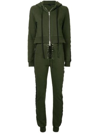 Unravel Terry B Jumpsuit mit Kapuze - Gr&uuml;n