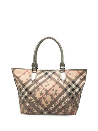 Burberry grand sac cabas Star Nickie Supernova &agrave; carreaux (2000-2017) - Marron