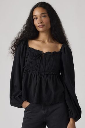Levi's Ottie Boho-Bluse mit langen &Auml;rmeln - Damen - Schwarz / Schwarz