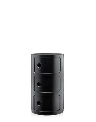 Kartell Componibili, Conteneur 3 éléments, Noir, Base ronde