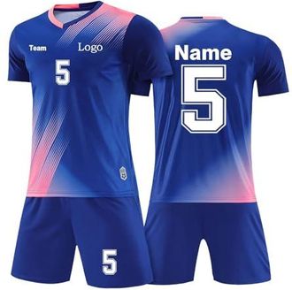Generic Maillot de football personnalis&eacute;, num&eacute;ro de nom personnalis&eacute; avec logo de l&eacute;quipe, maillot de sport respirant unisexe pour enfants et adultes, 5, L