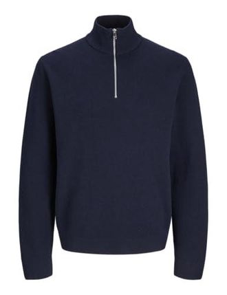 Jack & Jones Jprblamilano Stitch Knit Half Zip Sn Pull en Tricot, Naval Academy/D&eacute;tail : m&eacute;lang&eacute;, M Homme