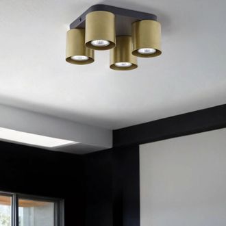 Licht-Erlebnisse Licht-erlebnisse - Deckenlampe Metall 4-flammig h: 10,5 cm b: 21,5 cm Schwarz Gold GU10 Deckenleuchte Wohnzimmer Flur