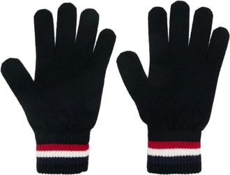 Moncler Homme, Accessoires, Noir, Taille: ONE Size Tricolor Wool Gloves