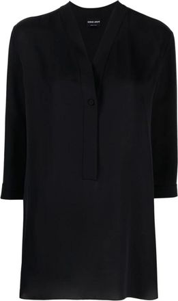 Giorgio Armani Femme, Tops, Bleu, Taille: 38 FR Triple Silk Georgette Shirt