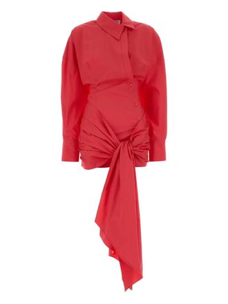 The Attico robe-chemise en popeline &agrave; manches longues - Rouge