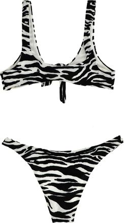 The Attico Zebra-Print Lycra Bikini - Black