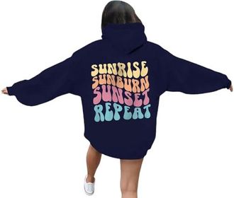 Generic Sweat A Capuche Femme Manche Longue- Sweat Oversize Imprimé Couleur Unie Décontracté Confortable Pullover Grande Taille Coupe Ample Passe-Partout avec