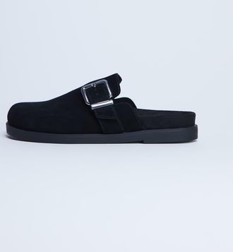Topshop Amy - Mules zum Hineinschl&uuml;pfen in Schwarz mit Schnalle