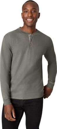 Hanes Mens Long-Sleeve Beefy Henley T-Shirt - X-Large - Pebblestone Heather
