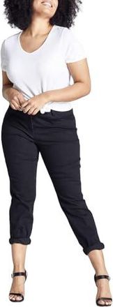 Ulla Popken Vmmalena 3/4 Blouse Exp Color Jean Droit, Noir, 38W / 32L Femme