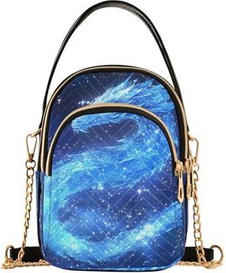 Mnsruu Sac à bandoulière pour femme Motif dragon galaxie cosmos étoiles bleu sac à dos en bandoulière avec sangle réglable