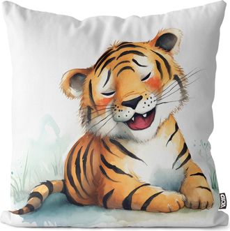 Void Watches Happy Tiger Dschungel Kinder Kissenbezug Kissenhülle Sofa Couch Wohnzimmer Dekoration wasserfest Outdoor Garten Kissen bezug deko, Kissen Größe:40 x 4