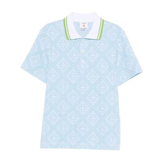 Casablanca Homme, Tops, Bleu, Taille: S Polo imprim&eacute; g&eacute;om&eacute;trique