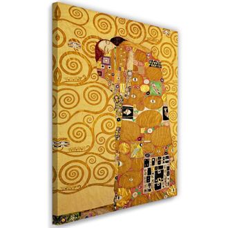 Feeby Wanddeko Die Umarmung Leinwandbild Kunstdruck Klimt Gustav Gold Gelb 80x120 cm