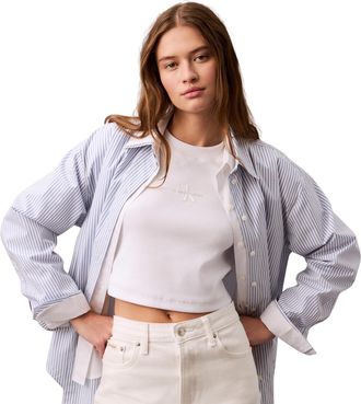 Calvin Klein MONOLOGO Baby Rib Tee LV047AB802YAA007 Tees, Weiß, Größe XXL