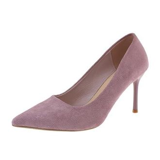 Generic Escarpins &agrave; talons hauts en velours pour femme - Bout pointu - Classique - Pour le bureau et le mariage, rose, 40.5 EU