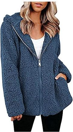 Generic IQYU Veste polaire longue &agrave; capuche pour femme - Veste dhiver pour femme - Longue et chaude - Doublure l&eacute;g&egrave;re - Veste matelass&eacute;e - Manteau dhiver pour