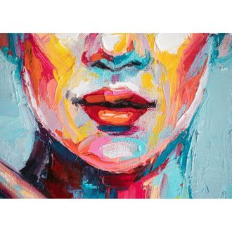 Ceanothe Tableau sur toile peinture bouche 65x97 cm - Impression sur Toile Murale D&eacute;corative - Image imprim&eacute;e en HD sur Toile - Toile sur Ch&acirc;ssis en Bois FSC
