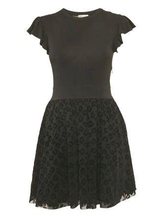 Valentino robe en tulle &agrave; motif animalier - Noir