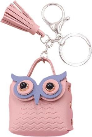 Generic Pendentif de sac | Porte-clés fantaisie en forme de petit sac, petit porte-monnaie, porte-clés amusant en cuir hibou pour téléphone portable, sac à do