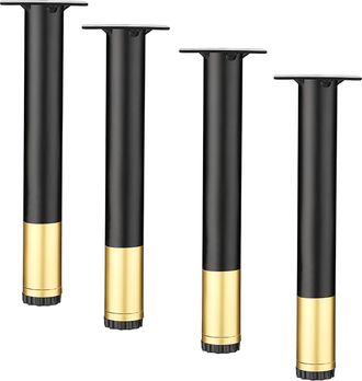 Generic Schwarze Sofabeine Aus Metall (10, 12, 13 cm) - Ersatz F&uuml;r M&ouml;bel Wie B&uuml;cherregale, Tische, Schr&auml;nke, Kommoden Mit Verstellbaren, Rutschfesten Fu&szlig;kappe