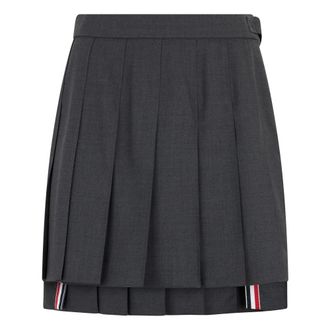 Thom Browne Femme, Jupes, Gris, Taille: 36 FR Mini-jupe pliss&eacute;e &agrave; 4 barres en toile unie
